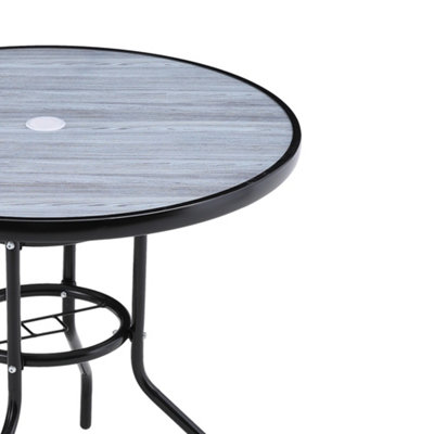 80cm Dia Round Outdoor Garden Coffee Table with Wood Texture and 5.1cm ...
