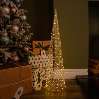 80cm Light up Christmas Cone Tree Decoration with 250 Warm White LEDs