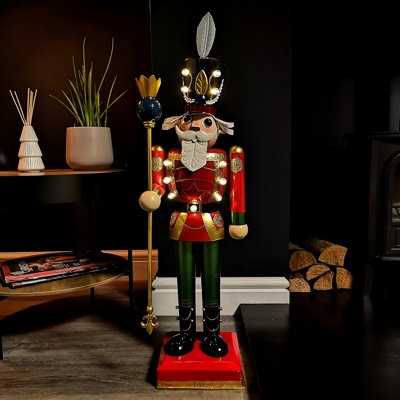 80cm Light Up Nutcracker Soldier LED Christmas Wooden Ornament Home ...
