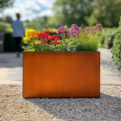 80cm Long 60cm High Corten Steel Tall Trough Planter