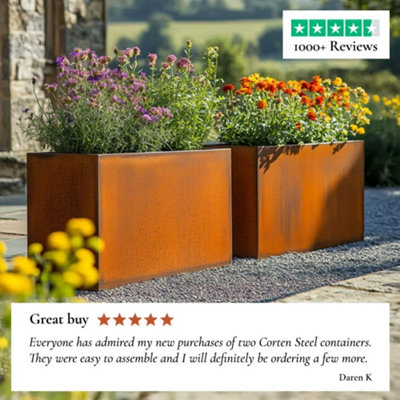 80cm Long 60cm High Corten Steel Tall Trough Planter