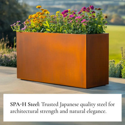 80cm Long 60cm High Corten Steel Tall Trough Planter