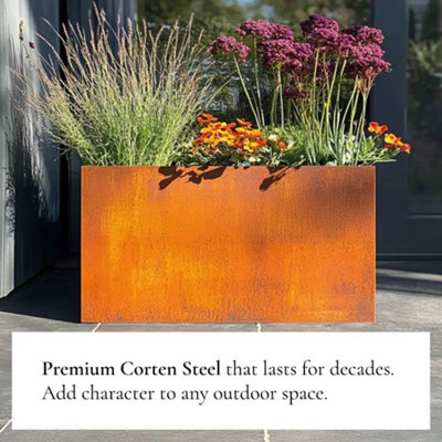 80cm Long 60cm High Corten Steel Tall Trough Planter