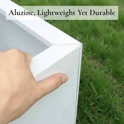 80cm Long Zinc Matte White 60cm Tall Trough Planter