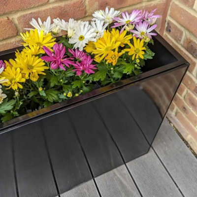 80cm Long Zinc Platinum Black 60cm Tall Trough Planter
