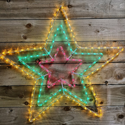 80cm Multicoloured LED Indoor Outdoor Star Ropelight Christmas Decoration