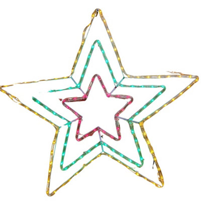 80cm Multicoloured LED Indoor Outdoor Star Ropelight Christmas Decoration