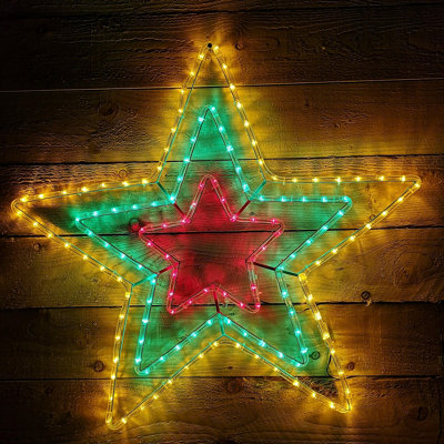 80cm Multicoloured LED Indoor Outdoor Star Ropelight Christmas Decoration