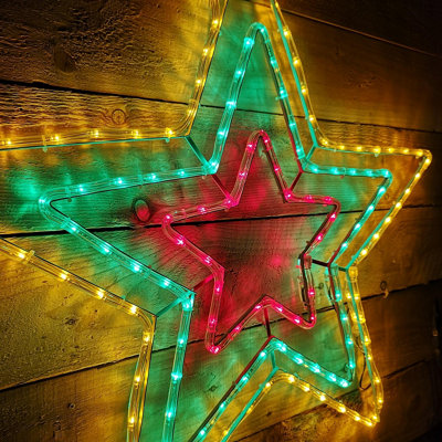 80cm Multicoloured LED Indoor Outdoor Star Ropelight Christmas Decoration