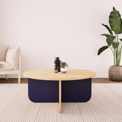 80cm Round Coffee Tables, Small Round Coffee Table for Living Room, Oak ...