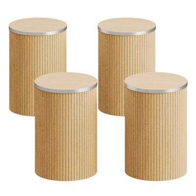 80CM Round Dining Table and Chairs of 4, Modern Dinner Table Oak