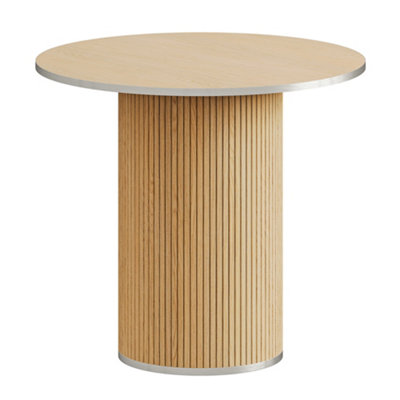 80CM Round Dining Table and Chairs of 4, Modern Dinner Table Oak