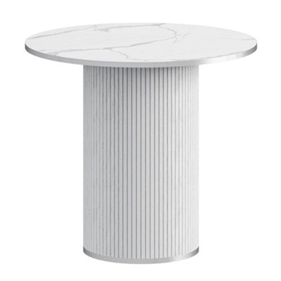 80CM Round Dining Table and Chairs of 4, Modern Dinner Table White
