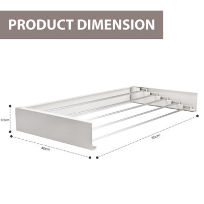 80CM Wall Mounted Airer Towel Drying Rack Extendable Folding Clothes Dryer