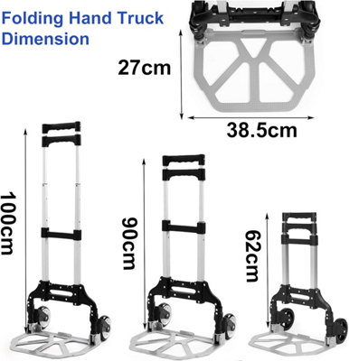 80kg Heavy Duty Folding Aluminium Hand Truck Trolley on Wheels Sack Cart