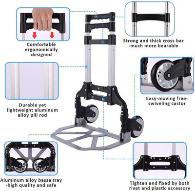 80KG Heavy Duty Lightweight Folding Hand Sack Trolley Industrial ...