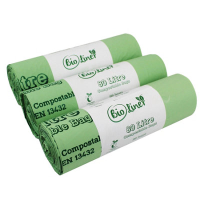 80L Bioliner Compostable Swing Bin/Dustbin Liners - 3 Rolls
