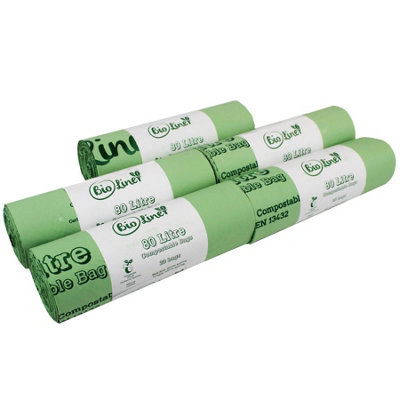 80L Bioliner Compostable Swing Bin/Dustbin Liners - 5 Rolls