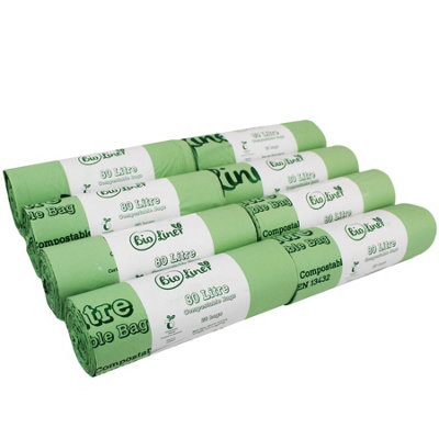 80L Bioliner Compostable Swing Bin/Dustbin Liners - 8 Rolls