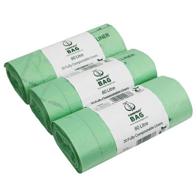 80L Compost Bag Compostable Swing Bin/Dustbin Liners - 3 Rolls