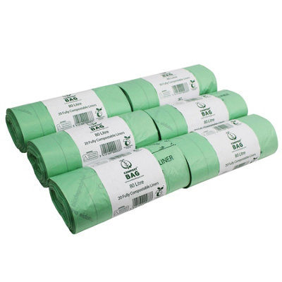 80L Compost Bag Compostable Swing Bin/Dustbin Liners - 6 Rolls