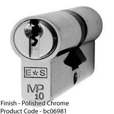 80mm EURO Cylinder Lock & Thumb Turn - 10 Pin Polished Chrome Front ...