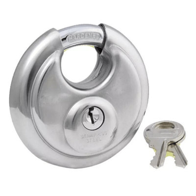 80mm Round Stainless Steel Discus Shackle Padlock 2 Keys