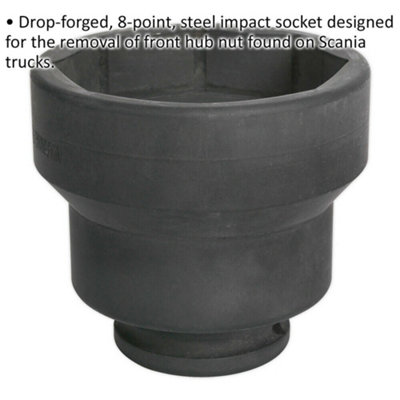 80mm Scania Front Hub Nut Socket - 3/4" Drive 8 Point Impact Tool for ...
