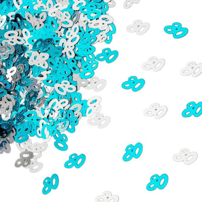 80th Birthday Confetti Blue & Silver 1 pack x 14 grams birthday ...