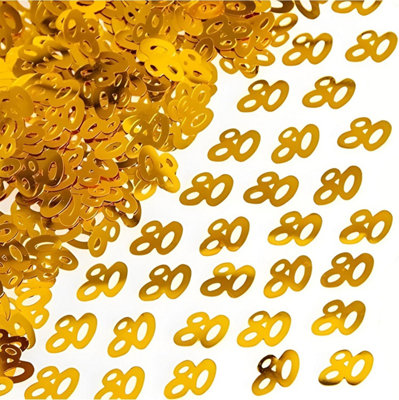 80th Birthday Confetti Gold 2 pack x 14 grams birthday decoration Foil ...