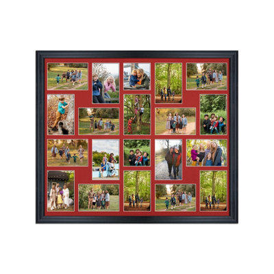 80X70CM BLACK CLASSIC MULTI PHOTO FRAME WITH CRIMSON MOUNT - HOLDS 20 ...