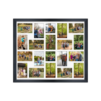 80X70CM Black Classic Multi Photo Frame with White Mount - Holds 20 ...
