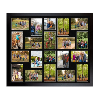 80X70CM Matte Black Modern Multi Photo Frame with Black Mount - Holds ...