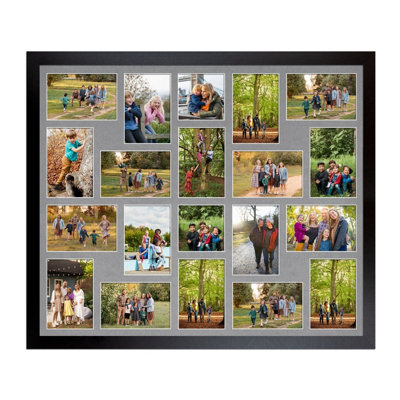 80X70CM Matte Black Modern Multi Photo Frame with Mid Grey Mount ...