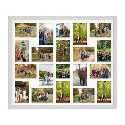 80X70CM White Ash Modern Multi Photo Frame with White Mount - Holds 20 ...