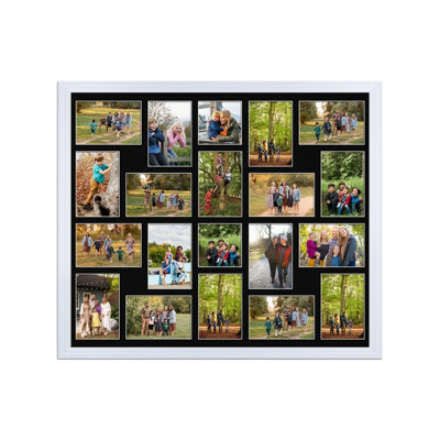80X70CM White Classic Multi Photo Frame with Black Mount - Holds 20 ...