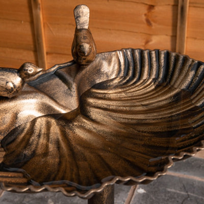81cm Bronze Effect Garden Patio Bird Bath with Bird Sculptures