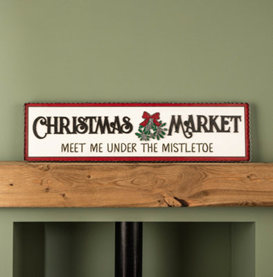 82cm White Wooden Christmas Market Hanging Sign | DIY at B&Q