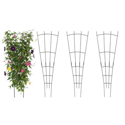 82cmH Black Outdoor Plant Trellis Metal Trellis Set