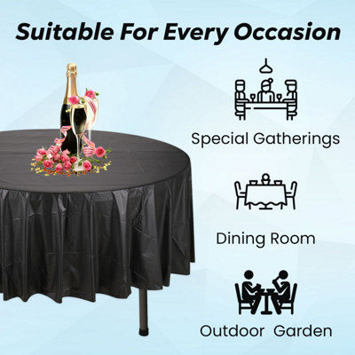 84 Inch Round Plastic Table Cover, Disposable Wipe Clean Waterproof ...