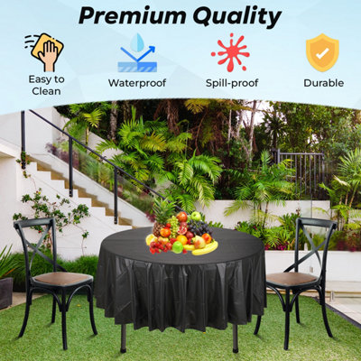 84 Inch Round Plastic Table Cover, Disposable Wipe Clean Waterproof ...
