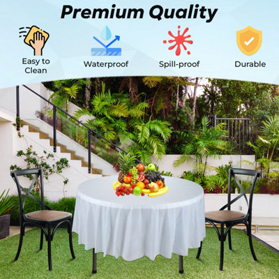 84 Inch Round Plastic Table Cover, Disposable Wipe Clean Waterproof ...