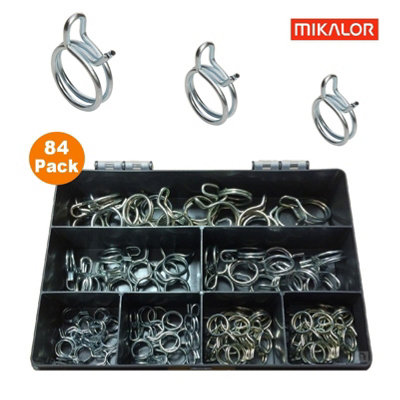 84 x Assorted Mikalor Double Wire Spring Clips Coolant Oil Turbo Hose ...