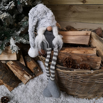 84cm Festive Female Grey Sitting Christmas Gonk with Oversized Hat ...