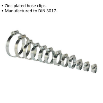 85 Pc Zinc Plated Hose Clip Assortment - 8 to 57mm - External Pressed ...