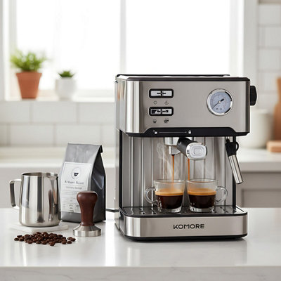 850W 430 Stainless Steel Espresso Machine with Pressure Gauge ...