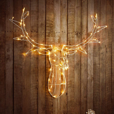 85cm Hanging Stags Head Display Light - Reindeer Stag Head Metal Frame ...