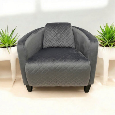 86 cm Armchair - Velvet - L74 x W76 x H86 cm - Lead | DIY at B&Q