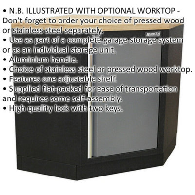 865mm Modular Corner Floor Cabinet with Adjustable Shelf and Lockable Door