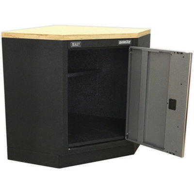 865mm Modular Corner Floor Cabinet with Adjustable Shelf and Lockable Door